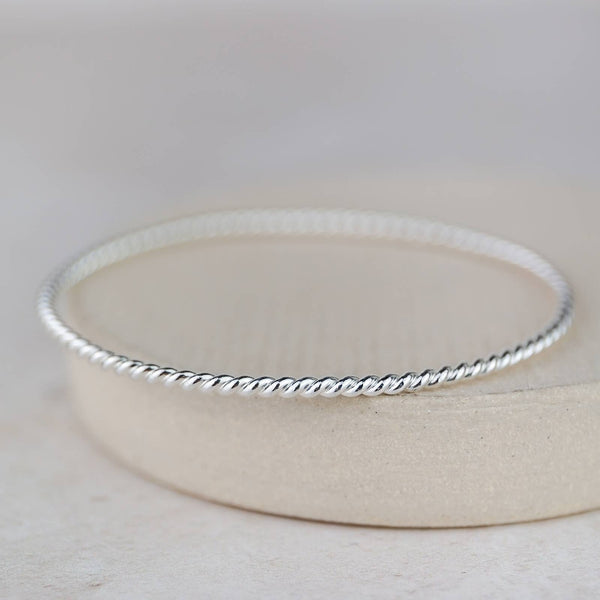 HANDMADE STERLING SILVER TWISTED STACKING BANGLE - Feather & Twigs