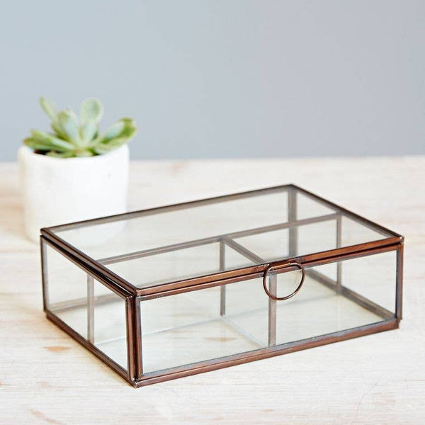 HANDMADE GLASS COMPARTMENT JEWELLERY BOX - Feather & Twigs