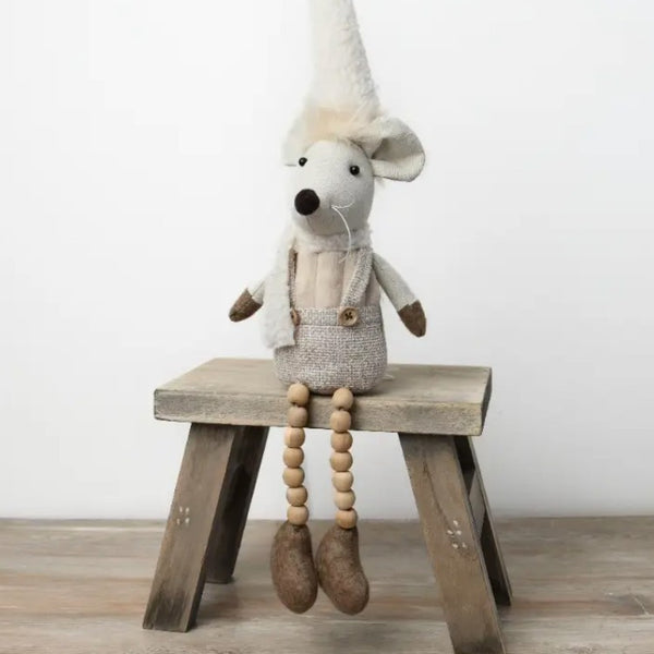 SEATED MOUSE WITH DANGLY LEGS - Feather & Twigs