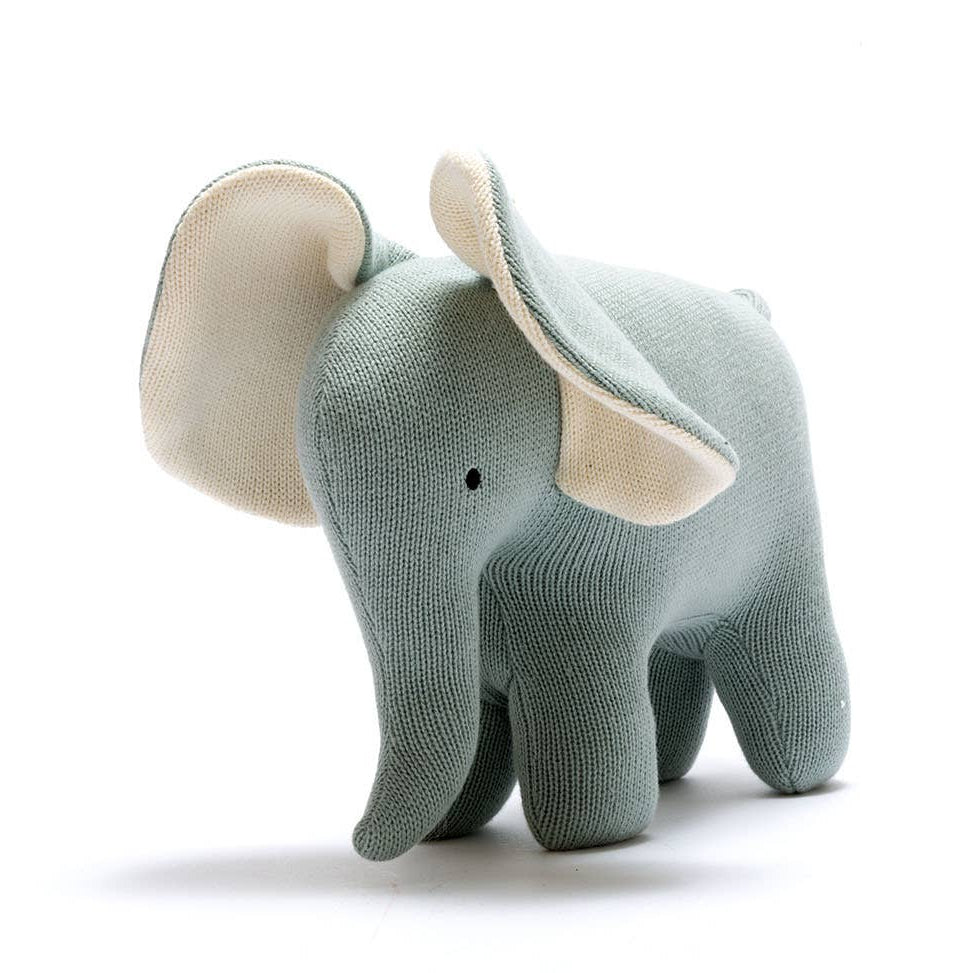 TEAL ORGANIC COTTON ELEPHANT SOFT TOY FOR BABIES - Feather & Twigs